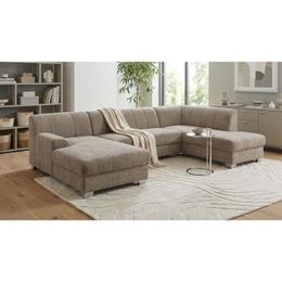 OTTO home Wohnlandschaft &raquo;Lolland 296 x 195 cm, modern, mit Steppungen, gem&uuml;tlich&laquo; U-Form, aus Pet Friendly Bezug braun 100% Polyester B/H/T: 296cm x 