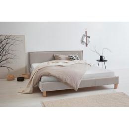 OTTO products Polsterbett &raquo;Heddi&laquo; in 5 Breiten: von 90cm-200cm, Biese am Kopfteil, Strukturstoff grau Bezug Struktur fein (100% recyceltes Polyester) 