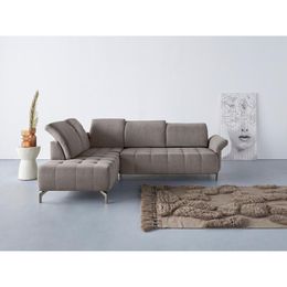 OTTO home Ecksofa &raquo;Fresh L-Form&laquo; Federkern, wahlweise Kopfteilverstellung und motorischer Vorziehsitz braun 100% Polyester B/H/T: 260cm x 79cm x 220cm