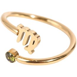 Firetti Damen Fingerring &raquo;Schmuck Geschenk Damenring Sternzeichen&laquo; Made in Germany - mit Zirkonia (synth.) gr&uuml;n 5 g, Jungfrau, Edelstahl, 1,2mm