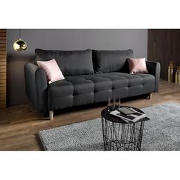 Home Affaire Schlafsofa &raquo;Nordic, B: 219 cm, Liegel. 137x195 cm&laquo; Schlaffunktion, Bettkasten & 2 Zierkissen, Federkern grau Struktur (100% Polyester);