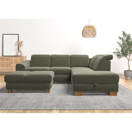 Home Affaire Ecksofa &raquo;Dundee L-Form&laquo; wahlweise mit Kopfteilverstellung und zus&auml;tzlich mit Schlaffunktion gr&uuml;n Flachgewebe 100% Polyester B/H/T: 263cm 