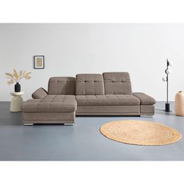 COTTA Ecksofa &raquo;Holiday L-Form mit Sitztiefen-, Armteil- und Kopfteilverstellung&laquo; wahlweise mit Schlaffunktion & Bettkasten grau 90% Polyester, 10% 