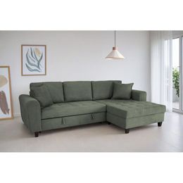 Trends by HG Ecksofa &raquo;Moritz L-Form, B: 265 cm&laquo; mit Schlaffunktion, Bettkasten & Zierkissen gr&uuml;n 92% Polyester;8% Nylon B/H/T: 265cm x 86cm x 150cm, 