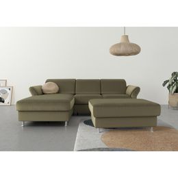Sit & More sit&more Ecksofa &raquo;Apulia L-Form&laquo; wahlweise Schlaffunktion, Bettkasten und Kopf- und Armteilverstellung gr&uuml;n Webstoff (100% Polyester);Struktur weich (