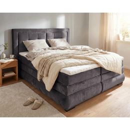 OTTO home Boxspringbett &raquo;MIVVA&laquo; in H3, H4 oder Hmix H3/H4, wahlweise mit oder ohne LED-Leuchten grau Holz teilmassiv, Holzwerkstoff, Spanplatte Luxus-