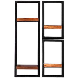 Sit Wandregal &raquo;Panama&laquo; Set schwarz Massivholz, Metall B/H/T: 50cm x 75cm x 25cm