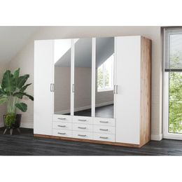 Priess Kleiderschrank &raquo;Amsterdam, viel Stauraum durch viele Schubk&auml;sten, Spiegelt&uuml;ren&laquo; Optional mit LED-Beleuchtung, Made in Germany wei&szlig; 