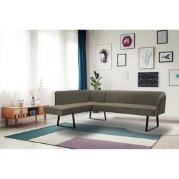 exxpo - sofa fashion Eckbank &raquo;Americano&laquo; mit Keder und Metallf&uuml;&szlig;en, Bezug in verschiedenen Qualit&auml;ten grau B/H/T: 249cm x 83cm x 157cm, Samtvelours, 