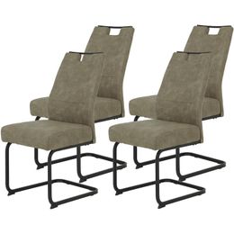 Hela Freischwinger &raquo;KERTIN&laquo; (Set) 4 Stk.XL Sitzbreite, Griff, Federkorb, 140kg belastbar schwarz Metall, Polyester, Stoff B/H/T: 48cm x 100cm x 64cm, 