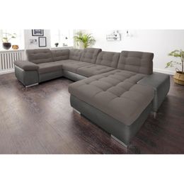 Sit & More sit&more Wohnlandschaft &raquo;Ontario U-Form&laquo; XXL, wahlweise mit Schlaffunktion grau Luxus-Microfaser (Variante 2: 90% Polyester, 10% Polyamid);Flachgewebe