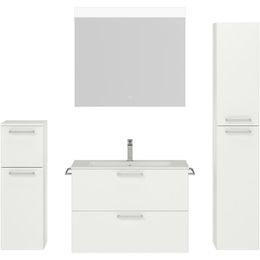 Nobilia Badm&ouml;bel-Set &raquo;Tolvina&laquo; vormontiert, mit Soft-Close, 4 Stk. tlg. wei&szlig; B/H/T: 160cmcm x 169cmcm x 48,7cmcm, Griffe edelstahlfarbig