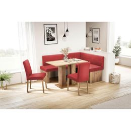 massivline&more Eckbank &raquo;Anna 2&laquo; Breite 169 cm rot Holzwerkstoff, Kunstleder B/H/T: 130cm x 83cm x 169cm, Kunstleder, langer Schenkel links