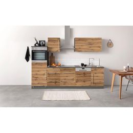 KOCHSTATION K&uuml;chenzeile &raquo;KS-Samos&laquo; Breite 280 cm, wahlweise mit E-Ger&auml;ten und Induktionskochfeld braun B/H/T: 280cm x 200cm x 60cm,mit 