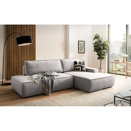 OTTO home Ecksofa &raquo;SHERWOOD Leinenoptik Schlafsofa in L-Form offen (275cm)&laquo; Schlaffunktion und Bettkasten, Kedernaht, hoher Sitz- & Liegekomfort 