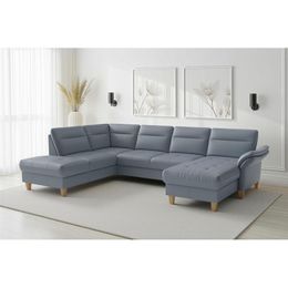 Sit & More sit&more Wohnlandschaft &raquo;Pamela, U-Form, B: 292 cm, Leder&laquo; B/H/T: 292cm x 90cm x 212cm, NaturLEDER Stoff, Ottomane links,mit Bett in Stoff,mit 