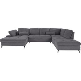 OTTO home Wohnlandschaft &raquo;Costello U-Form, B: 363 cm mit Sitztiefen- & Armteilverstellung&laquo; optional Schlaffunktion & Bettkasten grau 100% Polyester;
