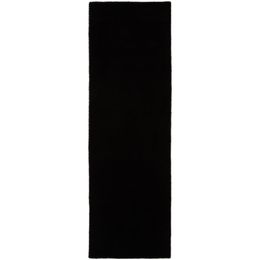 CarpetFine Wollteppich &raquo;Gabbeh Lola Uni&laquo; rechteckig 14 mm H&ouml;he mit nat&uuml;rlichem Pflanzenmaterial von Hand gewebt, auch in Rund schwarz Wolle B : 75cm 1