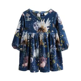 next Dress girl size 98 Navy / Brown / Green / Off white