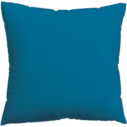 Schlafgut Kissenbezug &raquo;Premium Kissenbezug Woven Satin (1 St)&laquo; Ton-in-Ton Rei&szlig;verschluss, Fadendichte von 300tc, Uni, OEKO Tex blau Mako-Satin, Obermaterial: 
