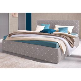 Westfalia Schlafkomfort Polsterbett inkl. Bettkasten bei Ausf&uuml;hrung mit Matratze grau Bezug Bett: Microfaser (100% Polyester);Bonnell-Federkernmatratze: 51% Polypropylen, 39%