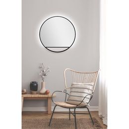 Talos LED-Lichtspiegel rund, mit indirekter LED Beleuchtung in schwarz matt &Oslash; 80 cm schwarz &Oslash; 60cm