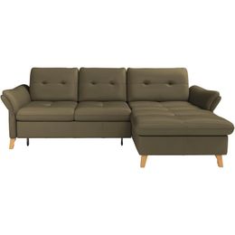 Sit & More sit&more Ecksofa &raquo;G&ouml;teborg&laquo; Sitztiefenverstellung und Federkern, wahlweise mit Bettfunktion gr&uuml;n B/H/T: 268cm x 90cm x 176cm, NaturLEDER Stoff, 