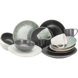 Creatable Kombiservice &raquo;Geschirr-Set Industrial Gold&laquo; Service, Sprenkelglasur, 16 Teile, f&uuml;r 4 Personen schwarz-wei&szlig; Steinzeug 16 Stk.