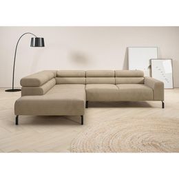 Home Affaire Ecksofa &raquo;Antonelli, L-Form, inkl. Kopfteilverstellung, Breite 276 cm&laquo; ohne Sitztiefenverstellung, in Feincord, sand beige 95% Polyester, 