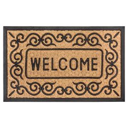 Hanse Home Fu&szlig;matte &raquo;Mix Mats Gummi-Kokos Welcome Floral Border, T&uuml;rmatte&laquo; rechteckig 15 mm H&ouml;he Kokos, Gummi, Schmutzfangmatte, Outdoor, Rutschfest, 