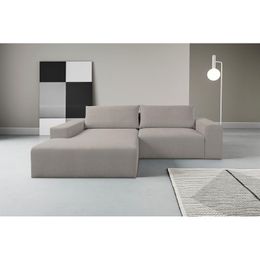 WERK2 Ecksofa &raquo;Rio 262 x 188 cm modern und bequem&laquo; Webstoff, L-Form beige 100% Polyester B/H/T: 262cm x 83cm x 188cm, Webstoff, Ottomane links