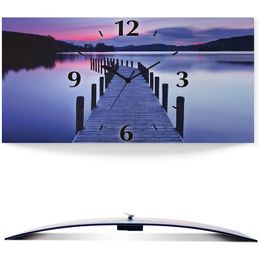 Artland Wanduhr &raquo;Panorama Steg Coniston Water&laquo; wahlweise mit Quarz- oder Funkuhrwerk, lautlos ohne Tickger&auml;usche lila B/H/T: 60cm x 30cm x 0,3cm, Funkuhr