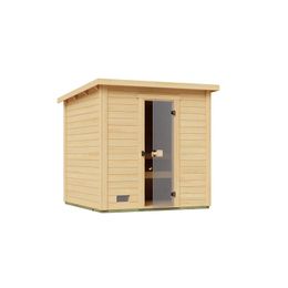 Weka Saunahaus &raquo;Kaapi 3&laquo; Blockbohlen aus Fichtenholz beige Saunaofen, externe Steuerung, 9 kW