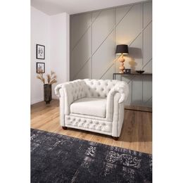 Home Affaire Chesterfield-Sessel &raquo;New Castle Sessel&laquo; hochwertige Knopfheftung, B/T/H: 104/86/72 cm beige Struktur weich, B/H/T: 104cm x 72cm x 86cm