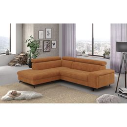 COTTA Ecksofa &raquo;Emma L-Form, B: 262 cm&laquo; mit Kopfteilverstellung, optional Schlaffunktion & Bettkasten braun B/H/T: 262cm x 97cm x 215cm, Struktur weich