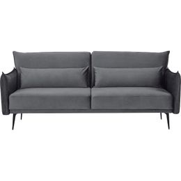 Salesfever 3-Sitzer &raquo;Komfortable Sofa f&uuml;r Ihr Zuhause&laquo; Modernes 3-Sitzer Sofa: Samtbezug, ausziehbar, manuell verstellbar schwarz Samt (100% Polyester