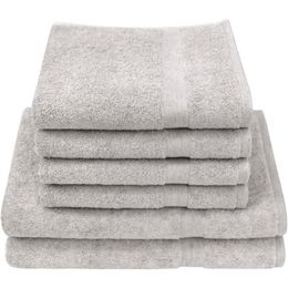 Dyckhoff Handtuch Set &raquo;Deep Harmony Comfort&laquo; Set 6 Stk. Frottier 15% Hanf;4 Handt&uuml;cher (50x100cm), 2 Duschtuch (70x140cm) silber Frottier, Obermaterial: 85% 