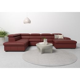 OTTO home Wohnlandschaft &raquo;Alberto U-Form&laquo; mit Kopfteilverstellung, wahlweise mit Schlaffunktion rot Luxus-Microfaser in Lederoptik (100% Polyester);