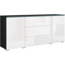 Home Affaire Sideboard &raquo;VERA, grifflos&laquo; verstellbare Einlegeb&ouml;den, Wahlweise mit oder ohne Beleuchtung schwarz-wei&szlig; B/H/T: 150cm x 67,9cm x 39,5cm, 