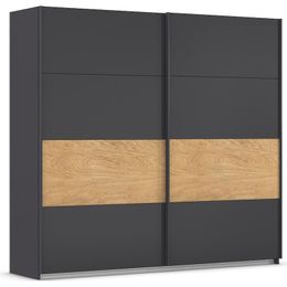 Rauch Schwebet&uuml;renschrank &raquo;Kleiderschrank Schrank Garderobe Schlafzimmerschrank MALVA&laquo; Bauchbinde abgesetzt in geb&uuml;rstetem Eiche Furnier MADE IN 