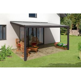 Skan Holz Terrassendach &raquo;Genua&laquo; 434 cm Breite, verschiedene Tiefe grau Aluminium B/H/T: 434cm x 252cm x 257cm, pulverbeschichtet