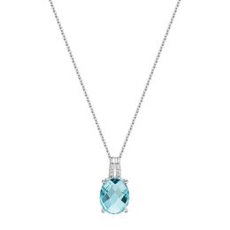 Firetti Damen Kette mit Anh&auml;nger &raquo;Schmuck Geschenk Silber 925 Halsschmuck Halskette Ankerkette&laquo; mit Zirkonia (synth.), Glasstein blau Silber 925 (