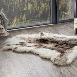 ANDIAMO Fellteppich &raquo;Rentierfell&laquo; fellf&ouml;rmig 60 mm H&ouml;he Rentier-Kunstfell, weich & kuschelig, Wohnzimmer, Schlafzimmer grau Obermaterial: 100% Polyacryl B : 