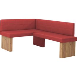 massivline&more Eckbankgruppe &raquo;Anna&laquo; Set, 4 Stk. tlg. mit 2 St&uuml;hlen mit massiven Gestell rot Holzwerkstoff, Kunstleder Kunstleder, Langer Schenkel 
