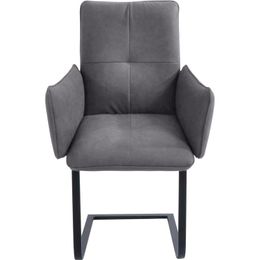 K+w Komfort & Wohnen K+W Komfort & Wohnen Freischwinger () Freischwinger, Gestell in Metall schwarz, Steppung im Sitz und R&uuml;cken grau B/H/T: 61cm x 95cm x 60cm, Microfaser
