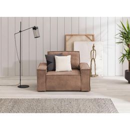 OTTO home Sessel &raquo;SHERWOOD Vintage Lederoptik Sessel&laquo; passend zur Polster-Serie SHERWOOD braun 100% Polyester Vintage, B/H/T: 120cm x 85cm x 86cm