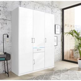 Priess Kleiderschrank wahlweise mit Kranzbeleuchtung wei&szlig; Holzwerkstoff B/H/T: 140cm x 193cm x 55cm, Schubladen: 1 Stk. ohne Kranzbeleuchtung