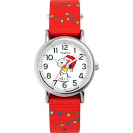Timex Damen Quarzuhr &raquo;Timex x PEANUTS Timex WEEKENDER&laquo; Armbanduhr, Damenuhr, Textilarmband, analog rot Einheitsgr&ouml;&szlig;e