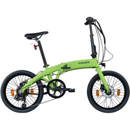 Tretwerk Unisex &raquo;Akimbo Plus&laquo; 7 Gang Shimano Tourney Schaltwerk Kettenschaltung Heckmotor 250 W Pedelec, Elektrofahrrad f&uuml;r Damen und Herren gr&uuml;n 32cm