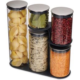 Joseph Joseph Vorratsdose &raquo;Podium 100&laquo; Borosilikatglas, 1 x 1, 9 l, 1 x 1, 2 l, 2 x 900 ml), 1 x 500 ml grau Polyprophylen (PP) Einheitsgr&ouml;&szlig;e